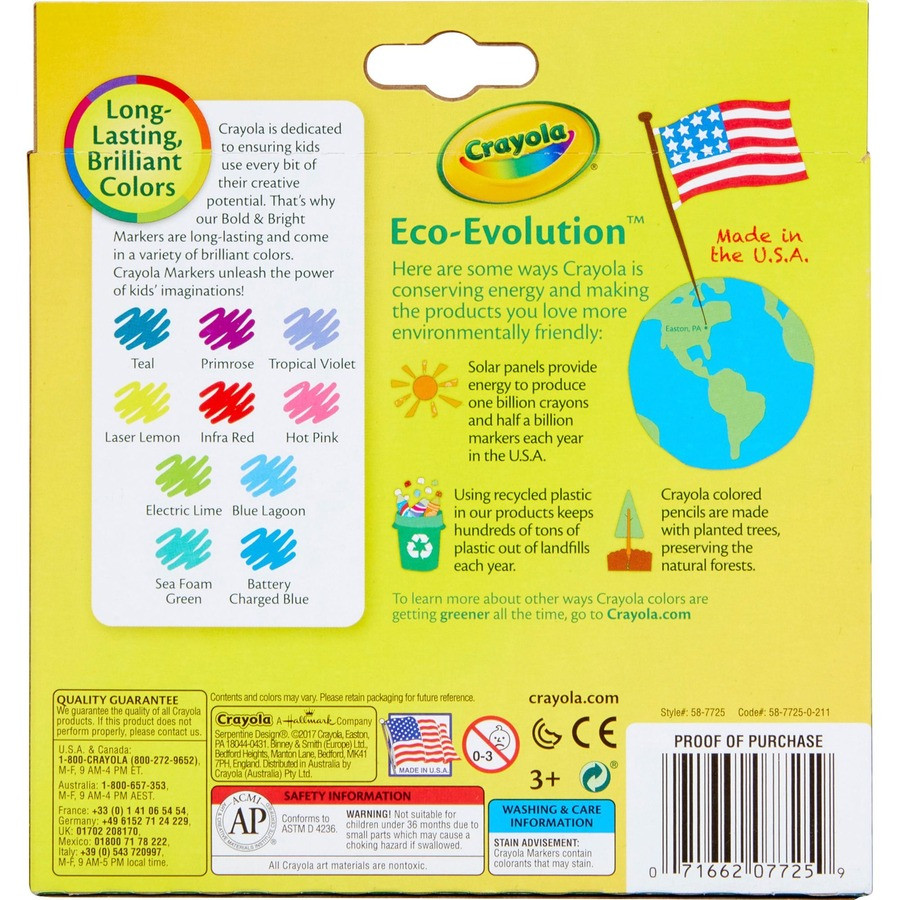 Crayola 587725 Bright/Bold Broad Line Markers | Nordisco.com