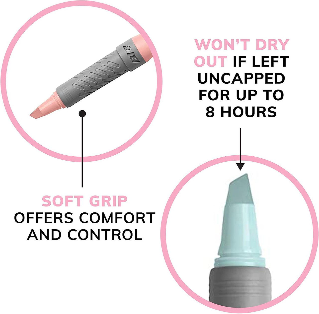 BIC GBLD11 36466 Brite Liner Grip Pastel Assorted Color Highlighters ...