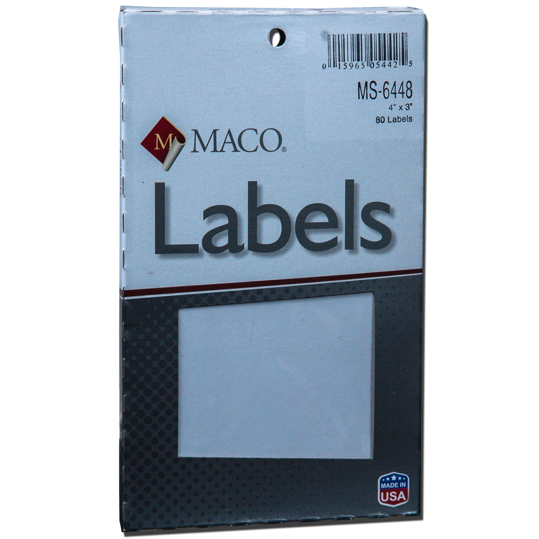 Maco MS-6448 4x3" Labels, White, Removable, Pack of 80 | Nordisco.com