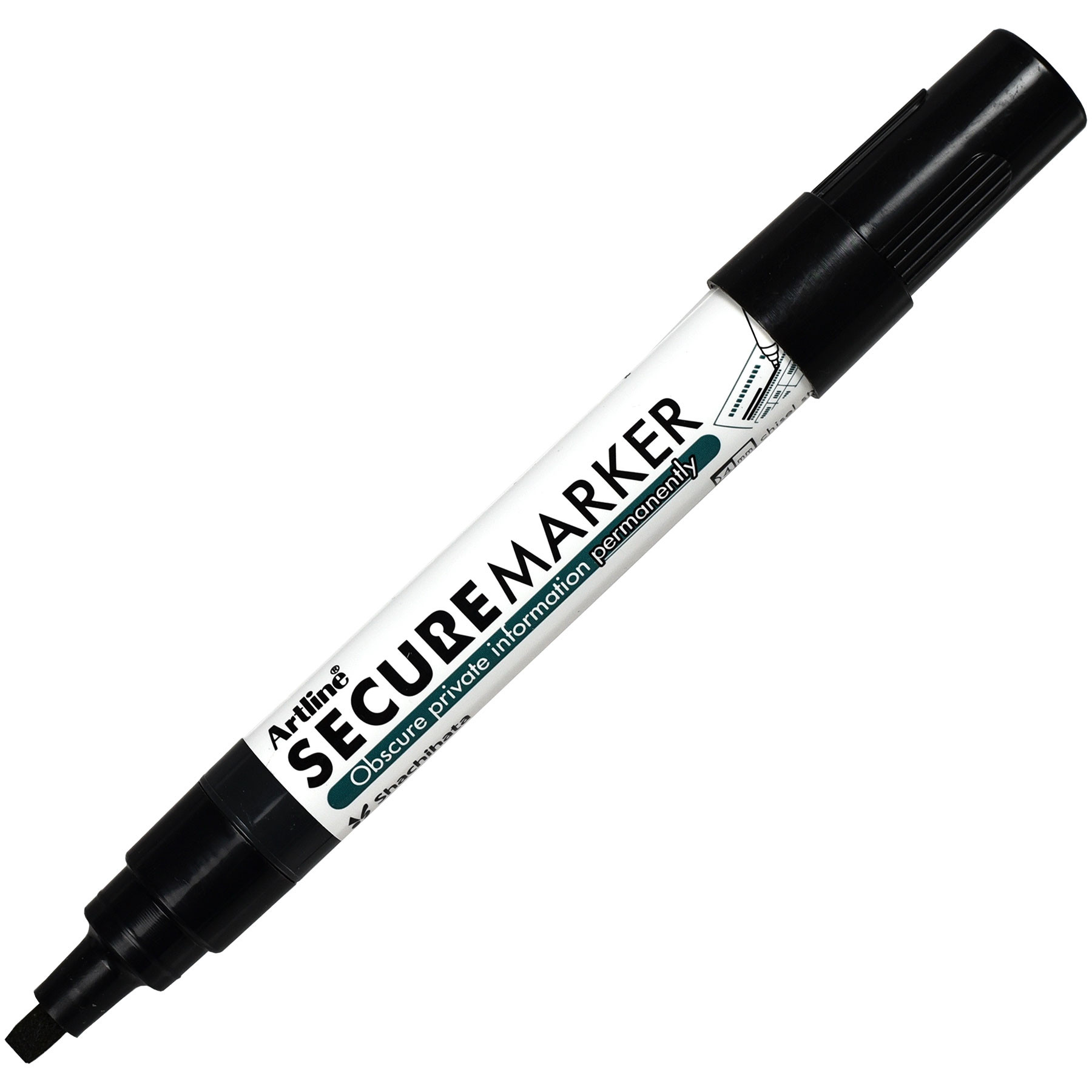 Artline Secure Marker 35305, Black Permanent Ink, Chisel Tip | Nordisco.com