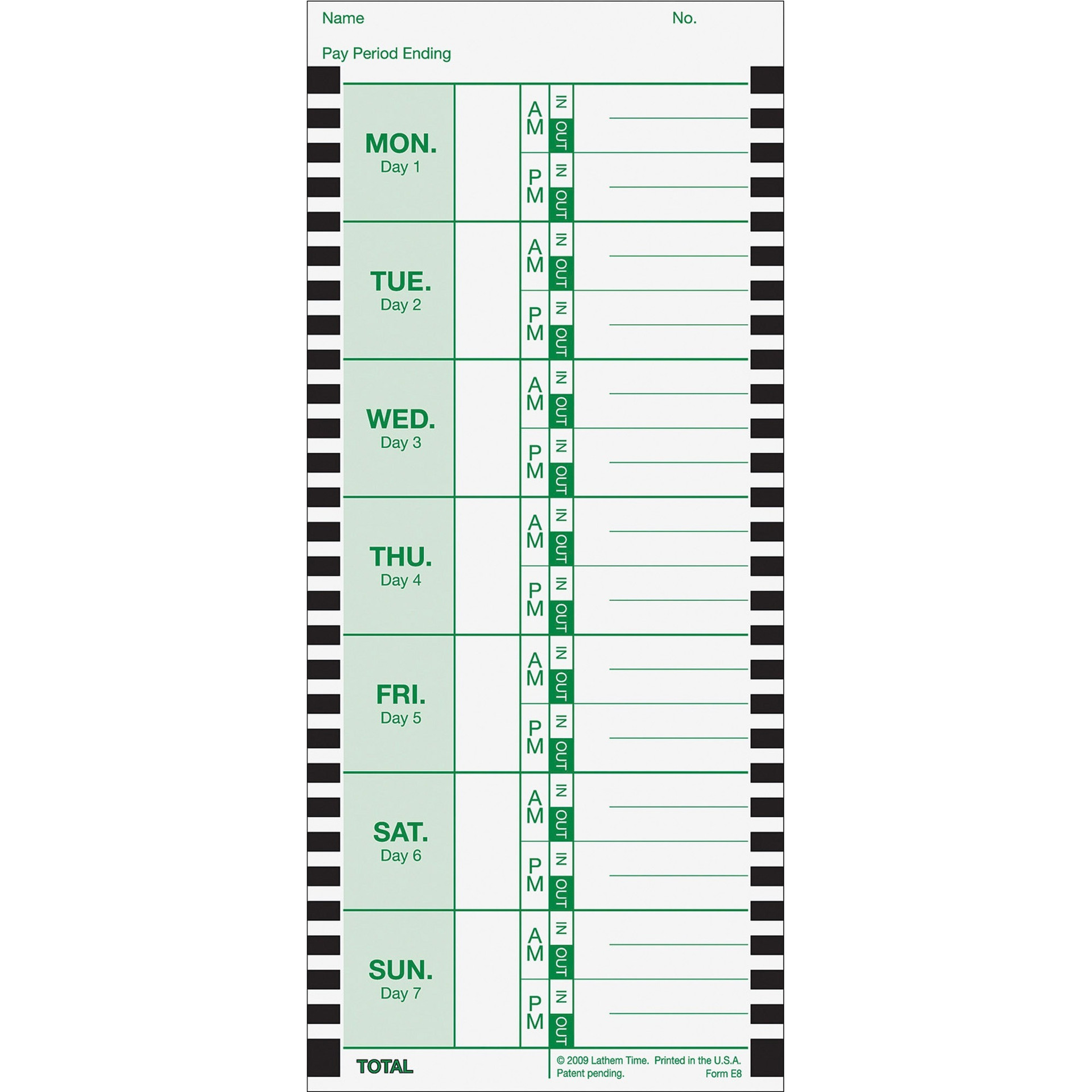 Tops 3017 Weekly Time Card, 4 x 6", Pack of 100 | Nordisco.com