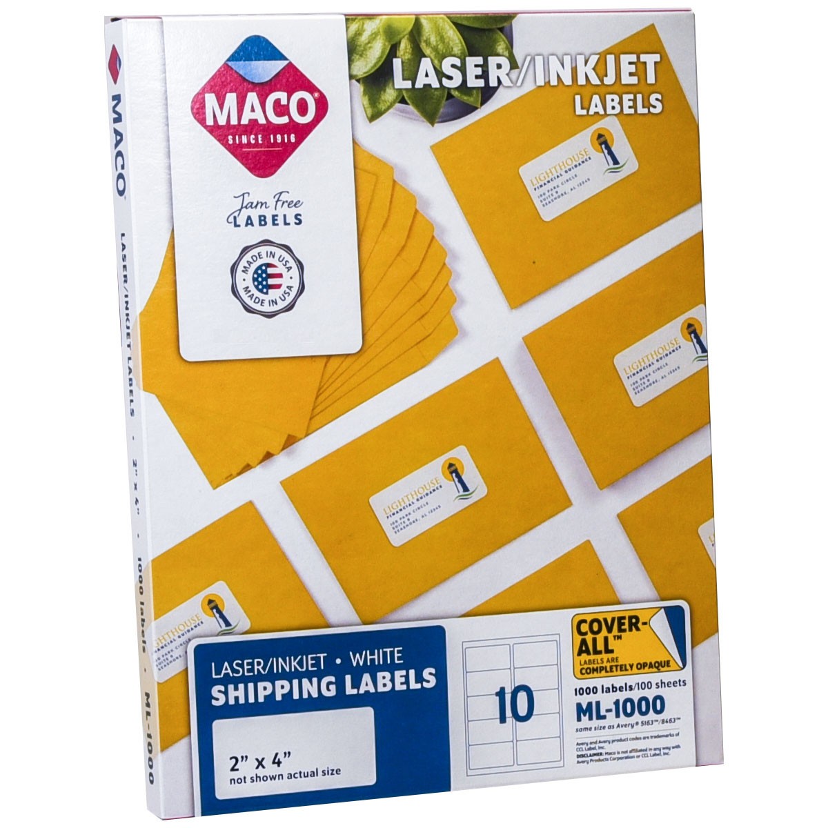 Maco ML-1000 2 x 4" White Laser & Inkjet Shipping Labels | Nordisco.com