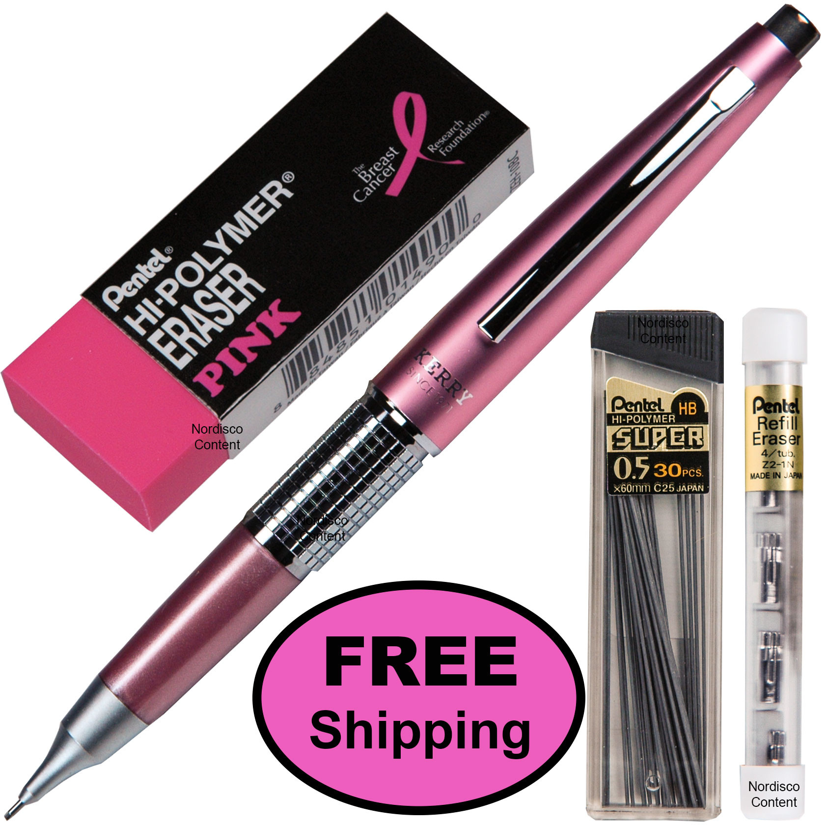 Pentel Sharp Kerry Mechanical Pencil, Pink Barrel, 0.5mm with Lead ...