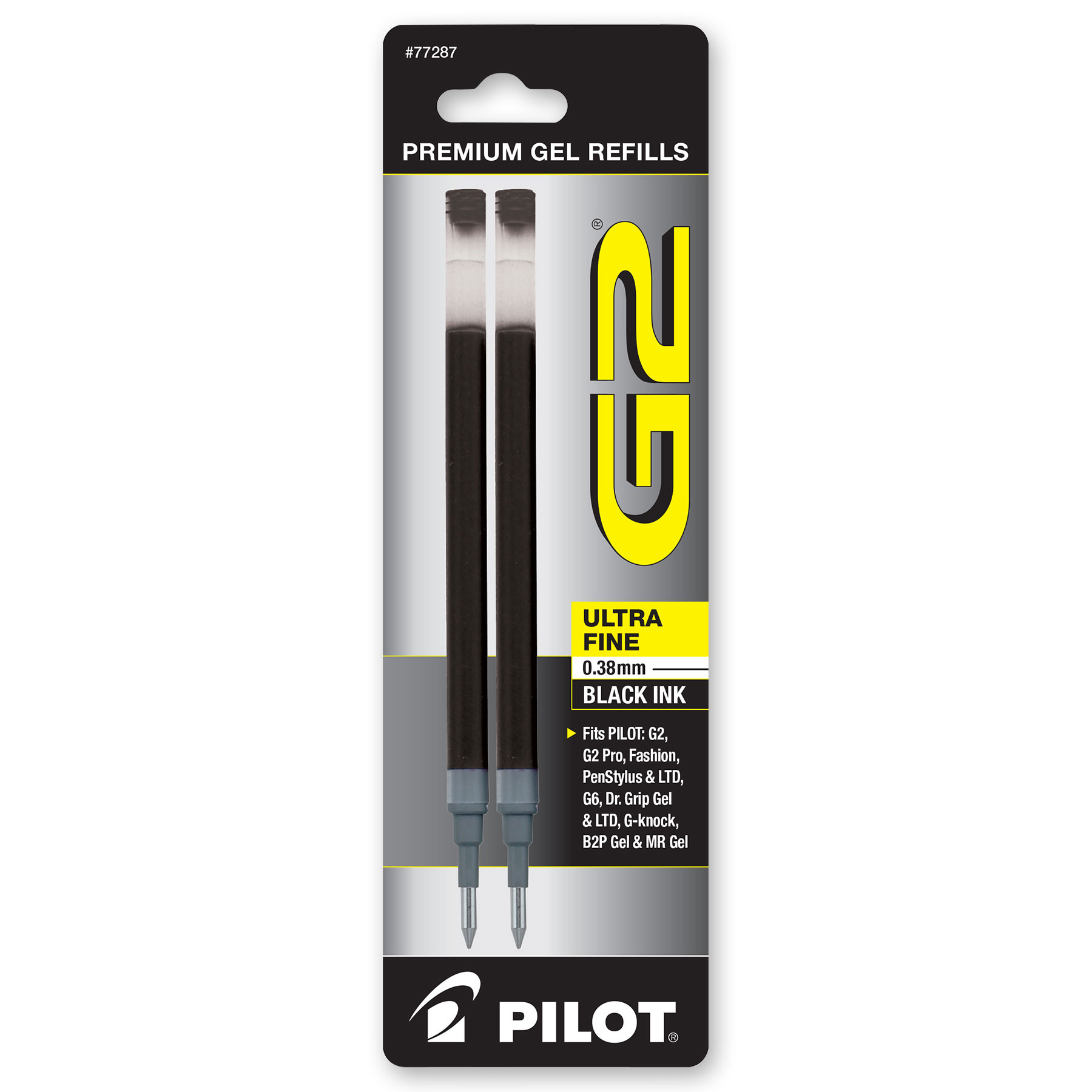 Pilot G2 0.38 Refills 77287, Black Gel Ink, 0.38mm Ultra Fn