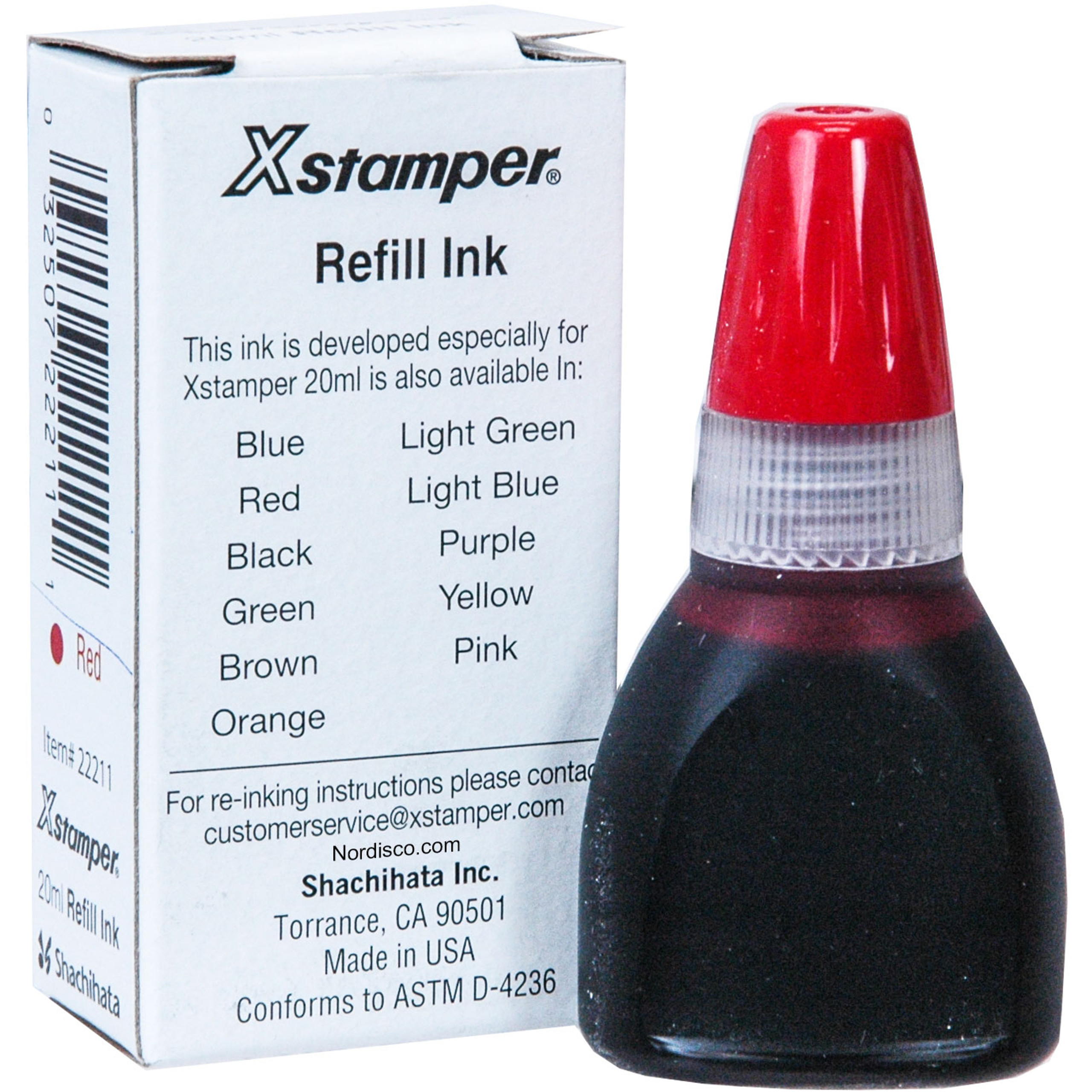 Xstamper Refill Ink 22211 Red, 20ml Bottle, CS-20N by Shachihata | Nordisco.com