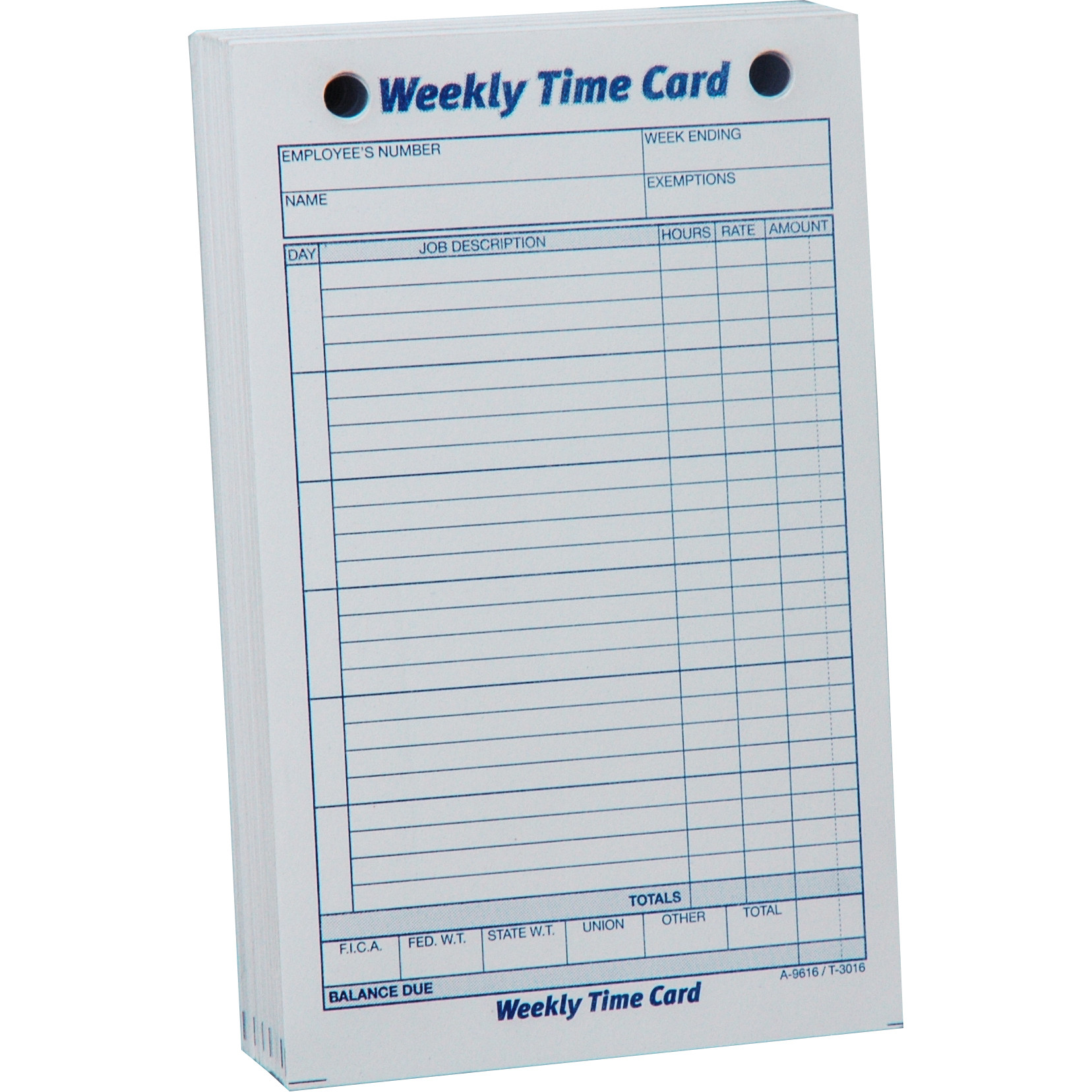 Adams 9616 Weekly Time Card, 4-1/4 x 6-3/4", Pack of 100 | Nordisco.com