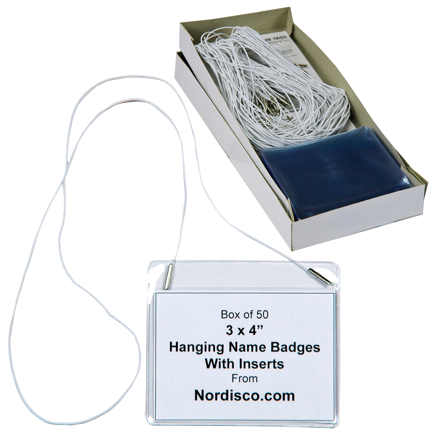 Business Source 01615 Hanging Name Badges & Inserts, 3 x 4", Box of 50 ...
