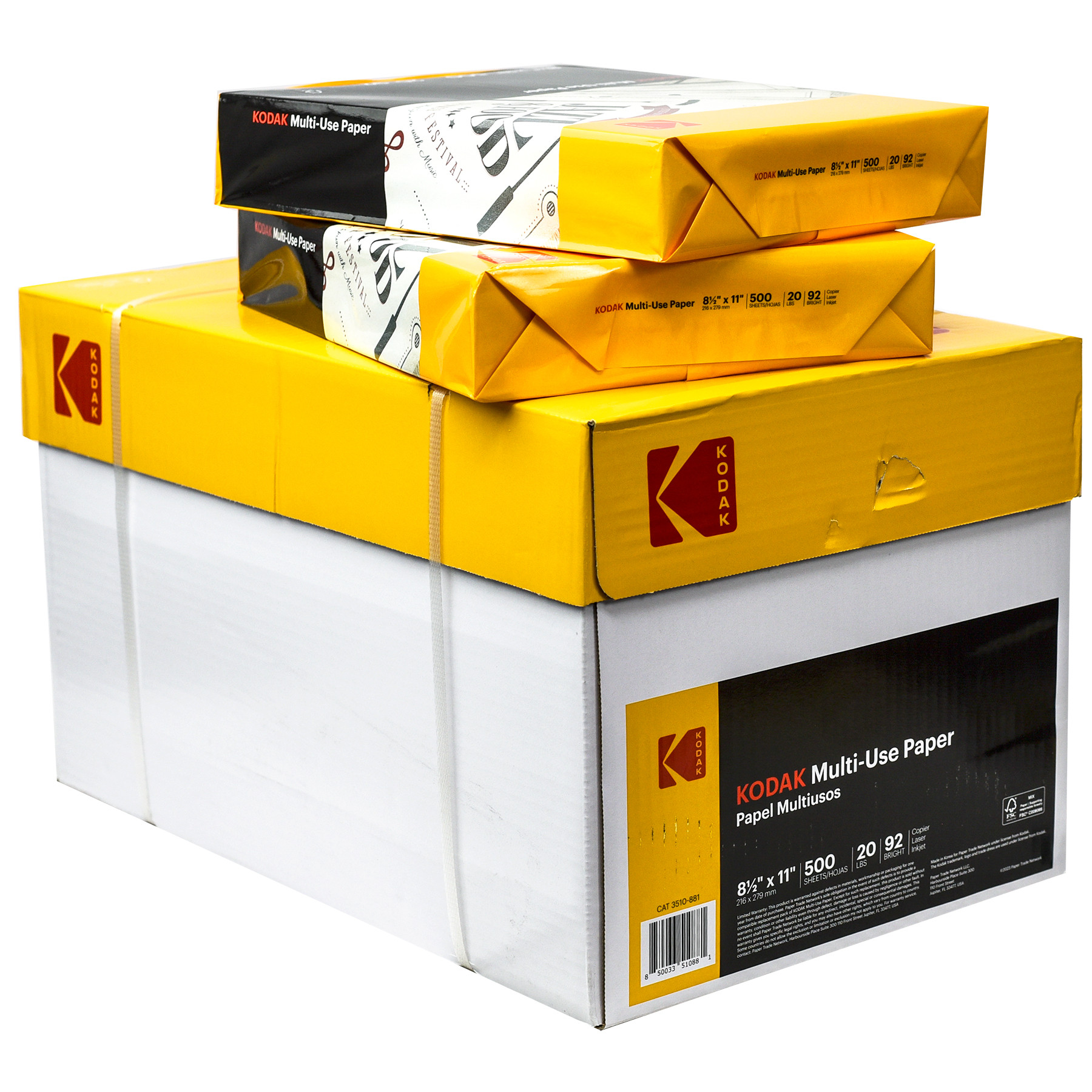 Kodak 3510-874 Multi-Use Paper, 8-1/2 x 11", 20 Lb., White 92 Bright ...