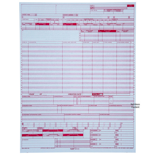 UB-04 Claim Form, CMS-1450 Hospital Claim Form, 8-1/2 x 11" Pack of 500 ...