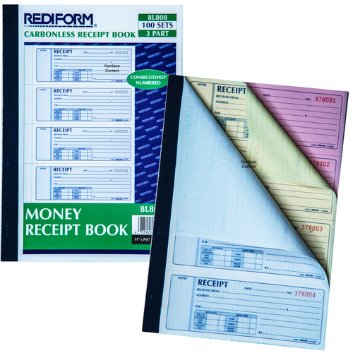 Rediform 8L808 Money Receipt Book, 3-Part, 100 Carbonless Sets ...