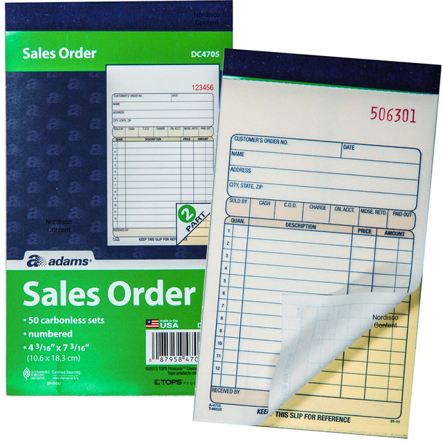 Receipt Books Adams Sales Order Book 3-Pack - 2-Part Carbonless Forms ...