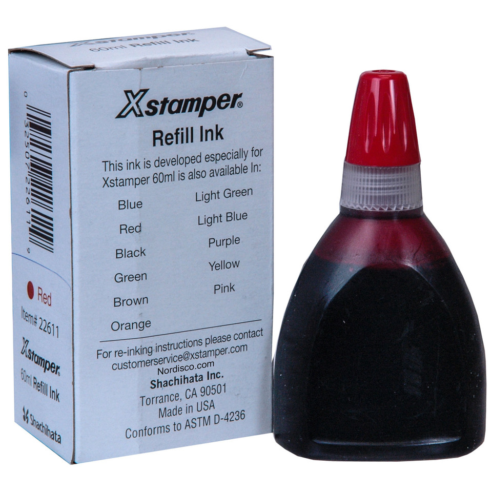 Xstamper Refill Ink 22611 Red, 60ml Bottle, CS-60N by Shachihata | Nordisco.com