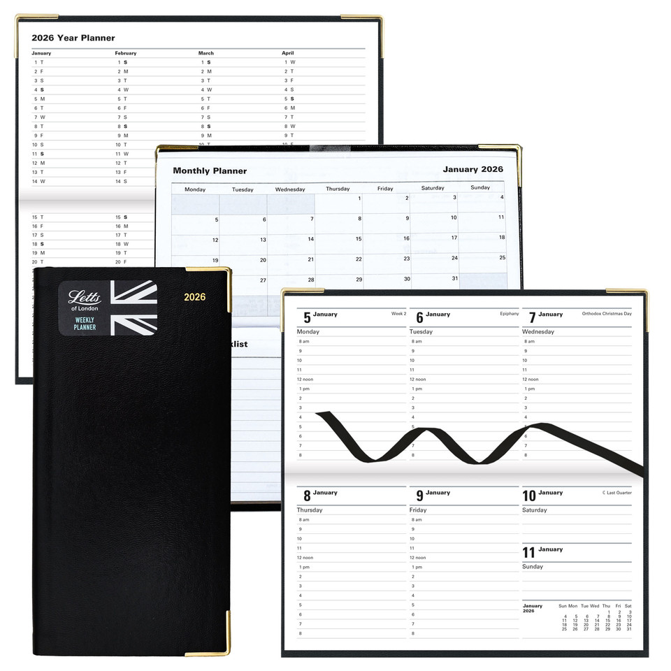 2026 Letts C32SBK Week to View Diary, Horizontal Format
