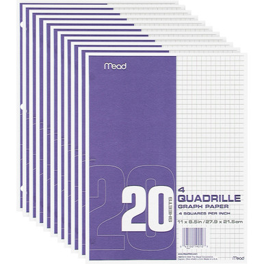 Mead 19010 Quad Ruled 3 - Hole Graph Paper - Letter | Nordisco.com