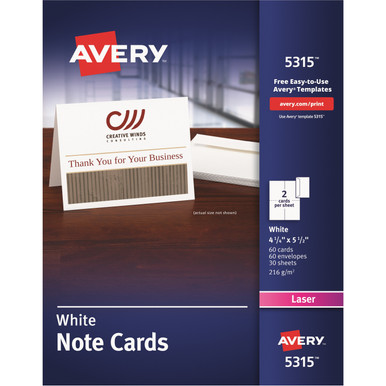 Avery 5315 Printable Note Cards, Two-Sided Printing, 4-1/4" x 5-1/2 ...