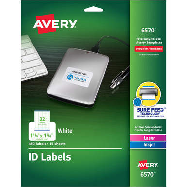 Avery 6570 Laser Inkjet Printer Permanent ID Labels | Nordisco.com