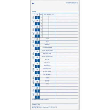 TOPS 12443 One-Side Weekly Time Cards | Nordisco.com