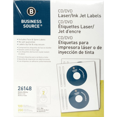 Business Source 26148 Laser/Inkjet CD/DVD Labels | Nordisco.com