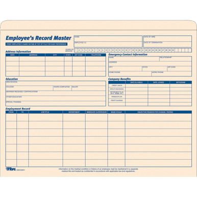 TOPS 32801 Employee Record Master File Jackets | Nordisco.com