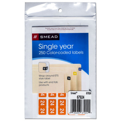 Smead 67924 Year 2024 ETS End Tab Folder Labels, Orange, 1/2 x 1", Pack ...