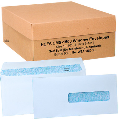 HCFA Envelopes W2A38805C, Window Style, 4-1/2 x 9-1/2", Self Seal, Box ...