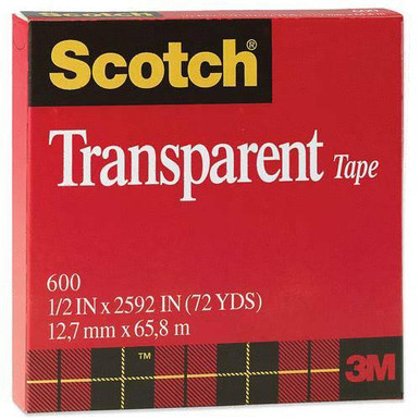 Scotch 600 Transparent Glossy Tape. 1/2 x 2592", 3" Core | Nordisco.com