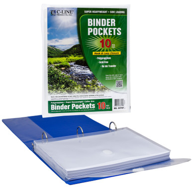 C-Line 33747 Binder Pockets For 8-1/2 x 11" Documents, Pack of 10 ...