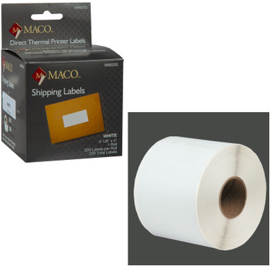 Dymo 30323 Compatible Label, Maco M86202 White Shipping Labels 2-1/8 x ...