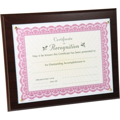 Mahogany Finish Award Plaque Kit For 8-1/2 x 11" Documents | Nordisco.com