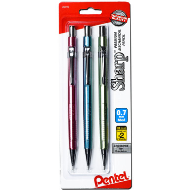 Pentel Sharp P207MBP3M1 Mechanical Pencils, 0.7mm, Metallic Series ...