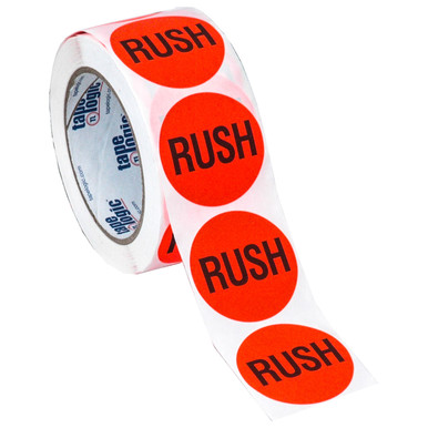 Tape Logic DL1740 "RUSH" Labels 2" Circle, Flourescent Red, Roll of 500 ...