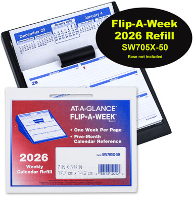 2026 At-A-Glance SW705X-50 Flip A Week Calendar Refill, 7 x 5-5/8 ...