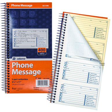 Adams SC1154D Phone Message Book, 5-1/2 x 11", 2 Part Carbonless ...