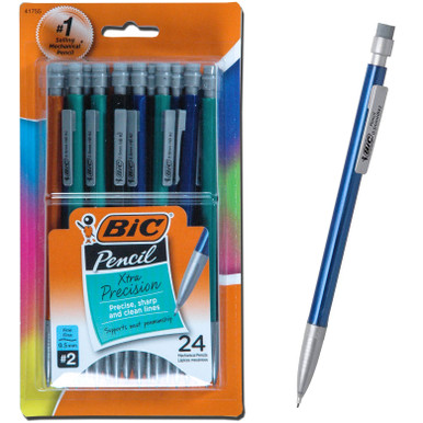 BIC 41755 0.5mm HB #2 Xtra Precision Mechanical Pencils, Pack of 24 ...