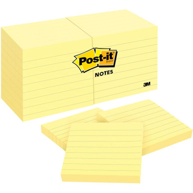 Post-it 630SS Lined Post-it Notes, 3x3", Canary Yellow, Pack of 12 Pads ...