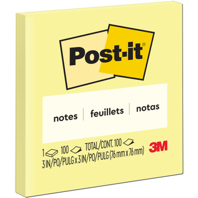 Post-it 654 Post-it Notes, 3 x 3", Canary Yellow, 1 Pad | Nordisco.com