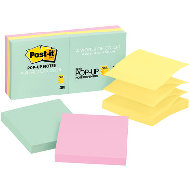 Post-it R330-AP Dispenser Notes, 3 x 3", Beachside Café Collection ...