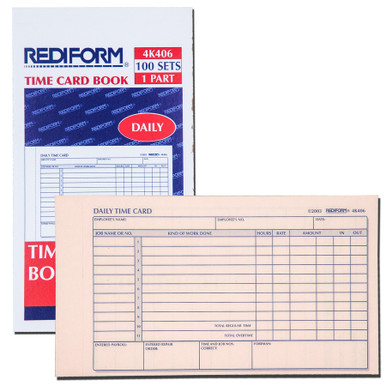Rediform 4K406 Daily Time Card Book, 100 2-Sided Cards, 4-1/4 x 7-5/8 ...