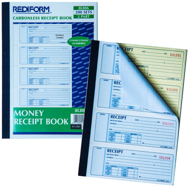 Rediform 8L806 Money Receipt Book, 2-Part, 200 Carbonless Sets ...