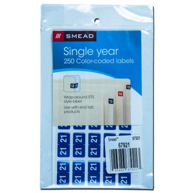 Smead 67921 Year 2021 ETS End Tab Folder Labels, Lt. Blue, 1/2 x 1 ...