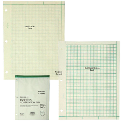 Ampad 22-144 Engineers Computation Pad, 200 Sheets, 8.5 x 11", Margin ...