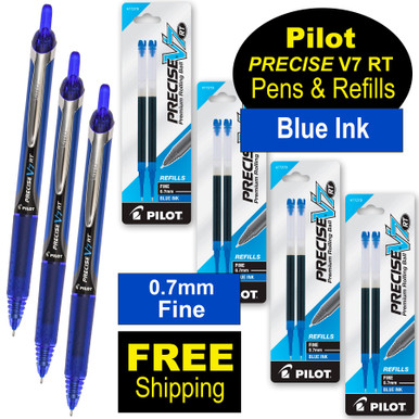 Pilot Precise V7 RT 26068 Pens & Refills, Blue Ink, 0.7mm Fine ...