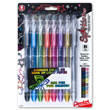 Pentel Sparkle Pop Bold K91 K91BP8M Metallic Gel Pens, 1.0mm, 8-Color ...