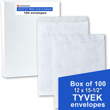 Tyvek Envelopes 12 x 15-1/2" TY1215WH, White, Self-Stick