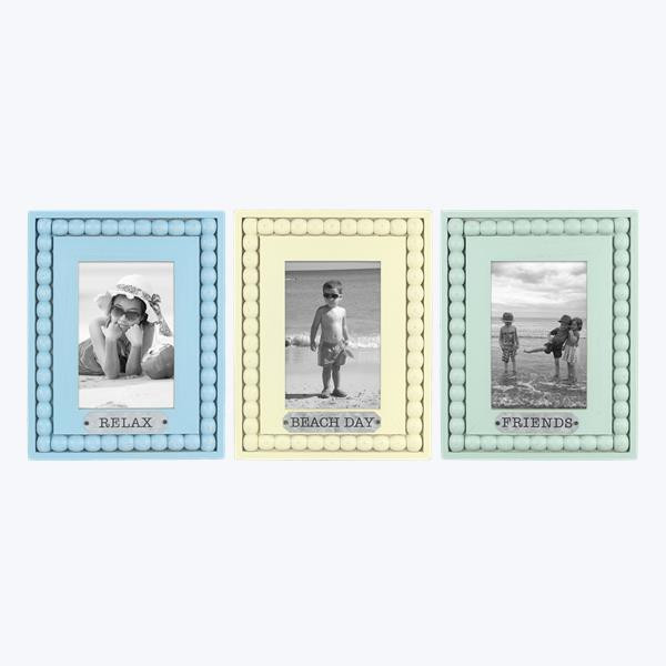 Wood Bead Trim Photo Frame With Saying - Beach House Gift Boutique