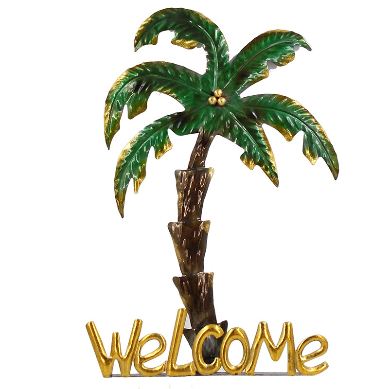 Metal Palm Tree Welcome Door Wall Sign - Beach House Gift Boutique