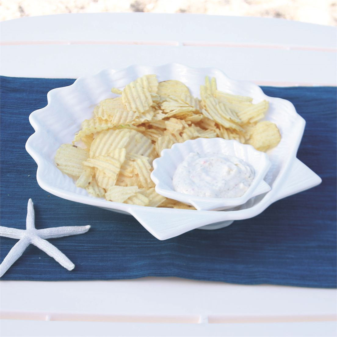 Scallop Shell Shaped Chip & Dip Dish - Beach House Gift Boutique