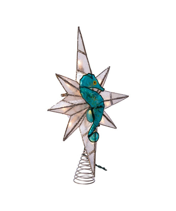 Kurt Adler Illuminated Blue Seahorse Star Of Bethlehem Christmas Tree ...