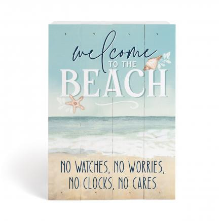 Welcome To Th Beach Pallet Wood Tabletop Sign - Beach House Gift Boutique