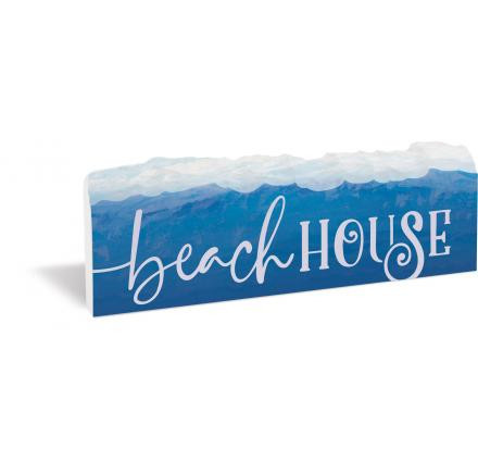 Shaped Ocean Waves Beach House Wood Block Tabletop Sign - Beach House ...